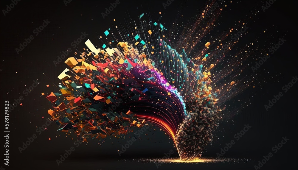 Neon Tornado of digital disruption and innovation full of data ...