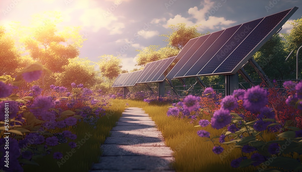 PV renewable energy, photovoltaics in remote places. created with ...