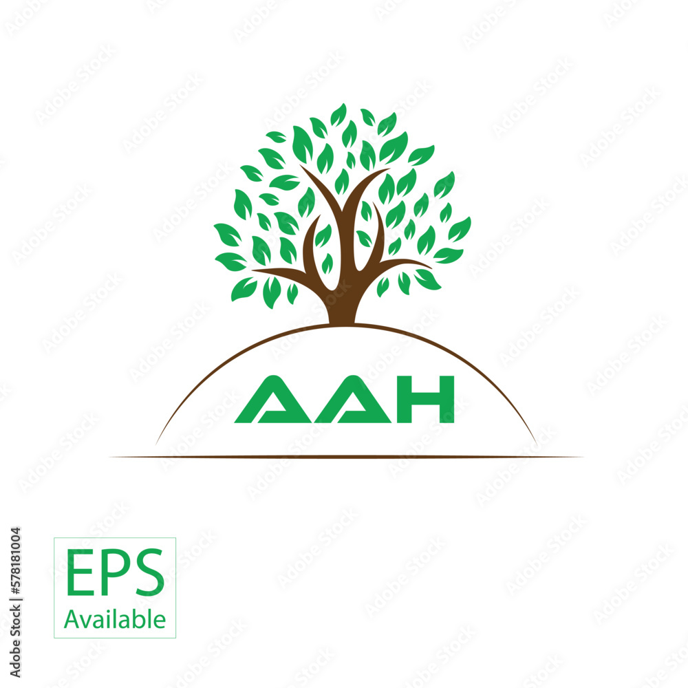 AAH letter tree shape logo. AAH brush art logo. AAH logo for commercial ...