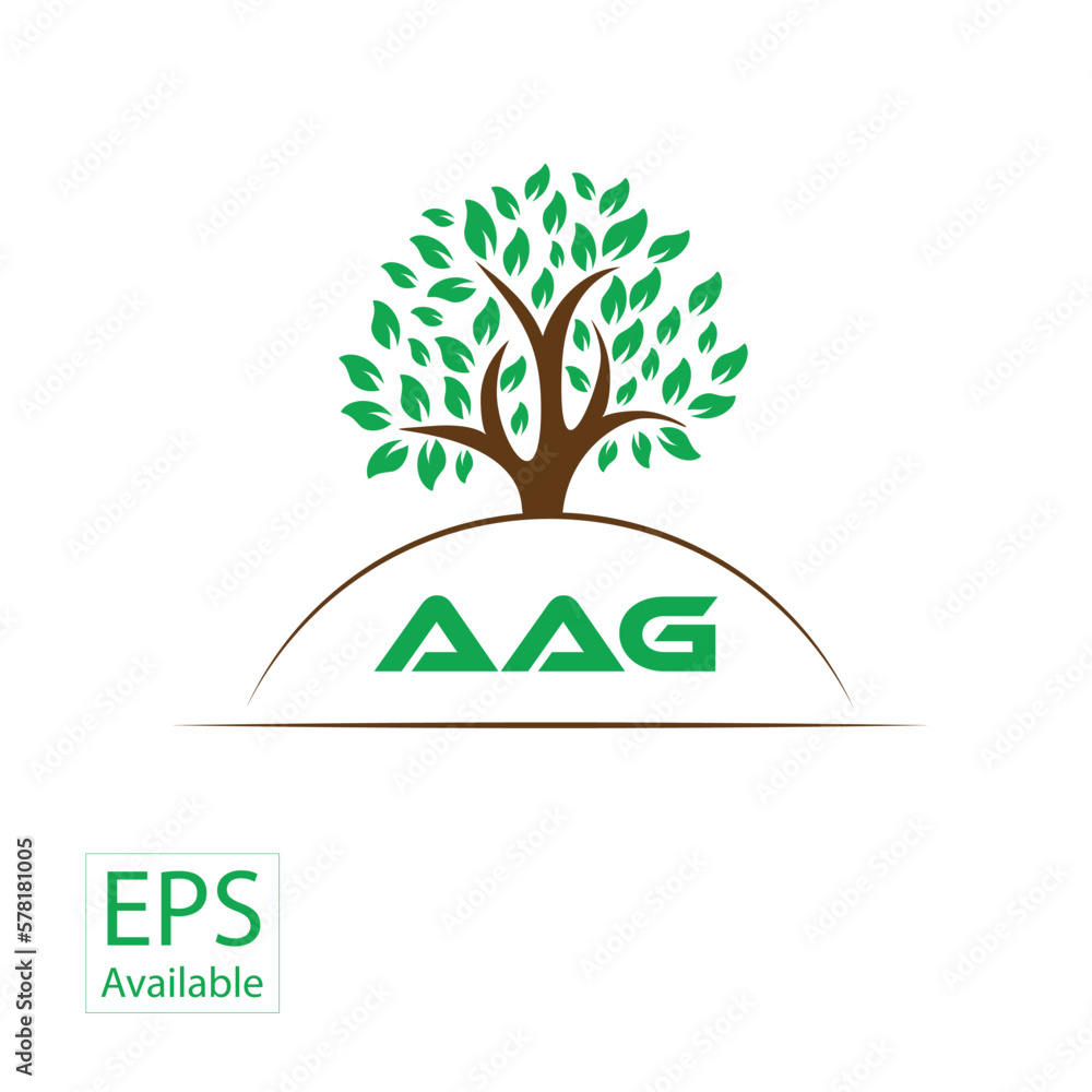 AAG letter tree shape logo. AAG brush art logo. AAG logo for commercial ...