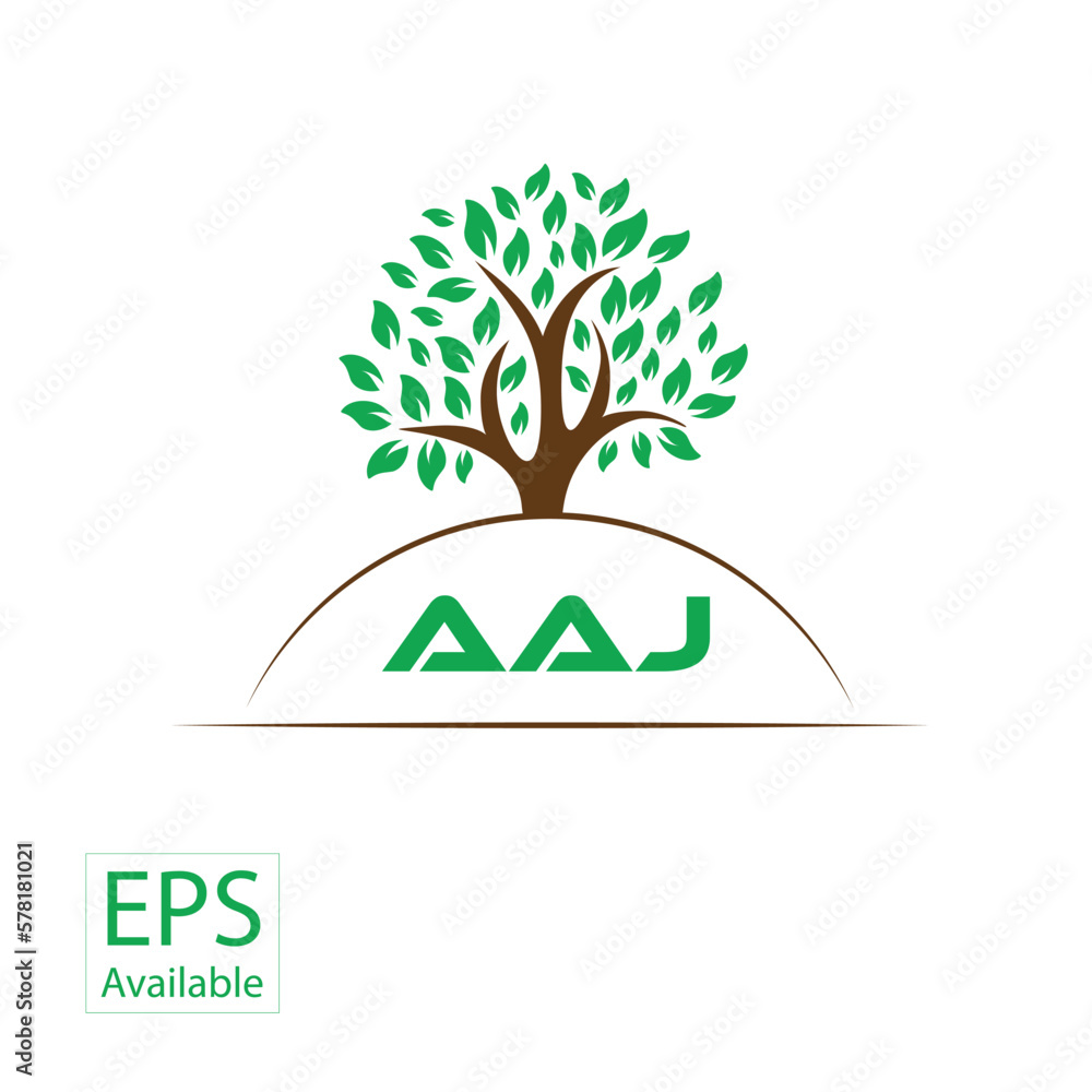 AAJ letter tree shape logo. AAJ brush art logo. AAJ logo for commercial ...