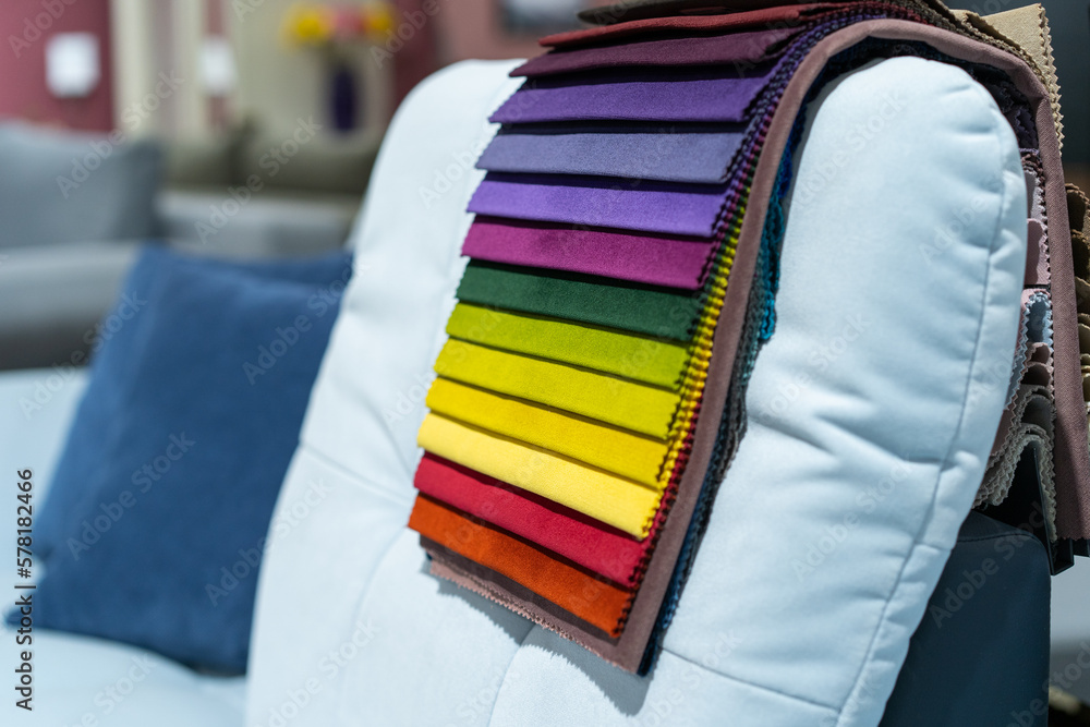 Tissue catalog. Catalog of multi-colored fabric samples. Textile ...