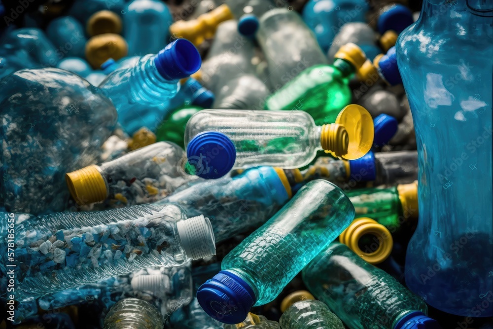 Concept of plastic recycle with blue bottle background. Inspiration of ...