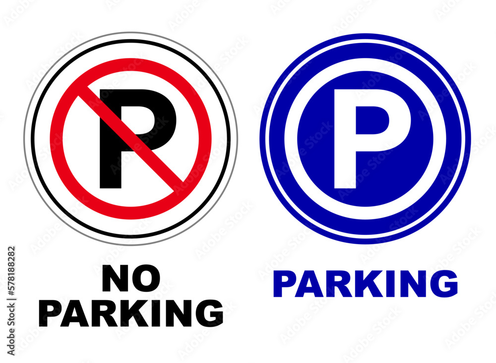 parking prohibited sign set bundle printable rounded template flat ...