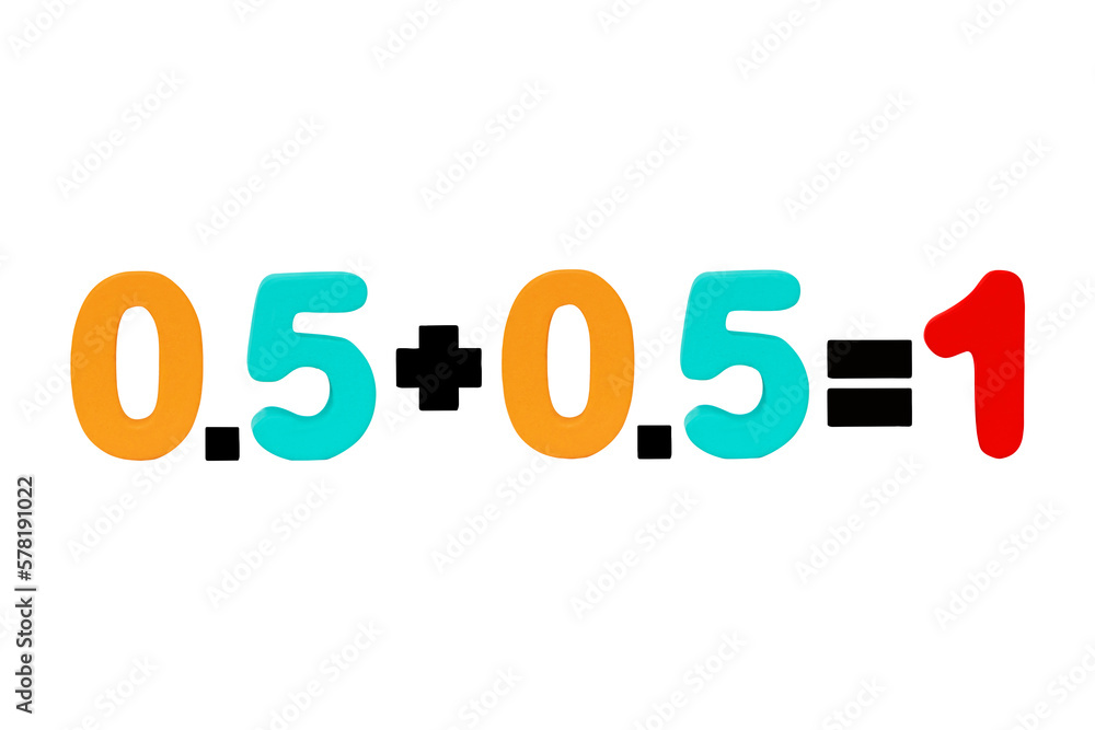 Zero point five plus zero point five equals one isolated on cutout PNG ...
