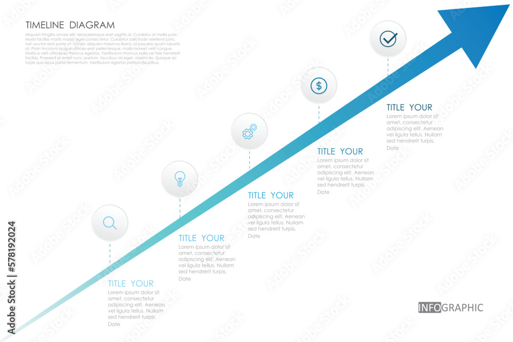 timeline diagram Infographic circle template element for business. 5 ...