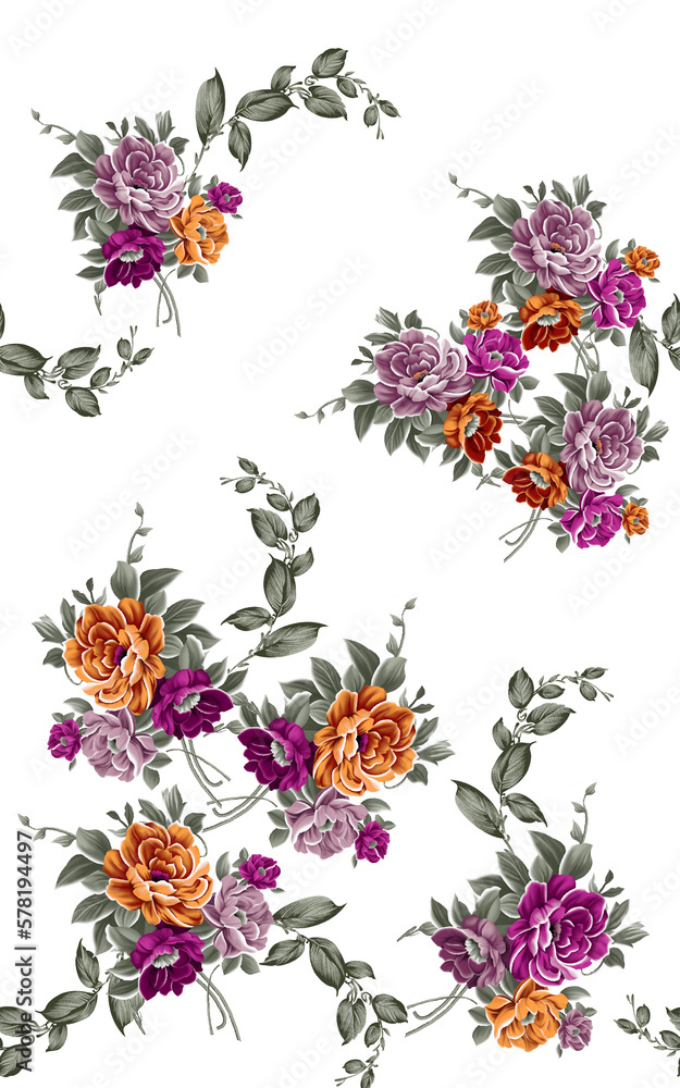 Seamless dry rose flower border design Stock Illustration | Adobe Stock
