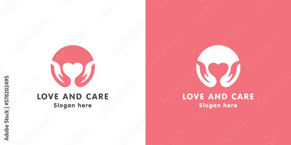 Illustration of love care compassion logo design. Silhouette of hand ...