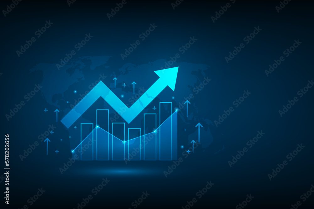 business investment graph growing. vector illustration hi-tech. arrow ...
