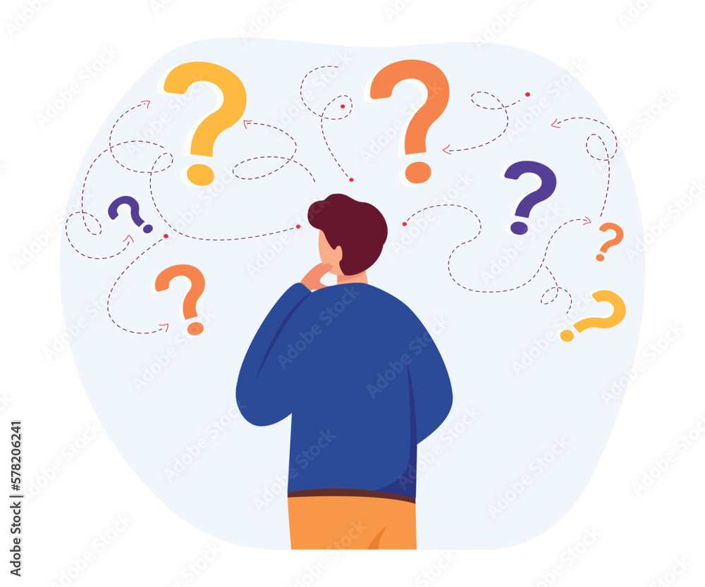 Back view of pensive man standing and making business decision ...