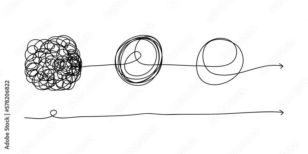 Scribble line doodles. the concept of transition from complicated to ...