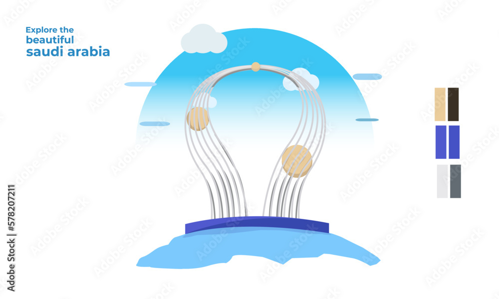 Illustration of Jeddah's iconic landmark called Al Falak Roundabout ...
