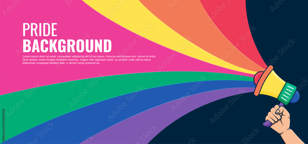 LGBT pride abstract background. Vector background with megaphone ...