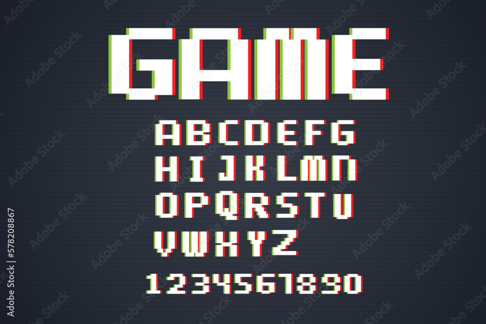 Pixel retro arcade game style font design, 8 bit alphabet Stock Vector ...