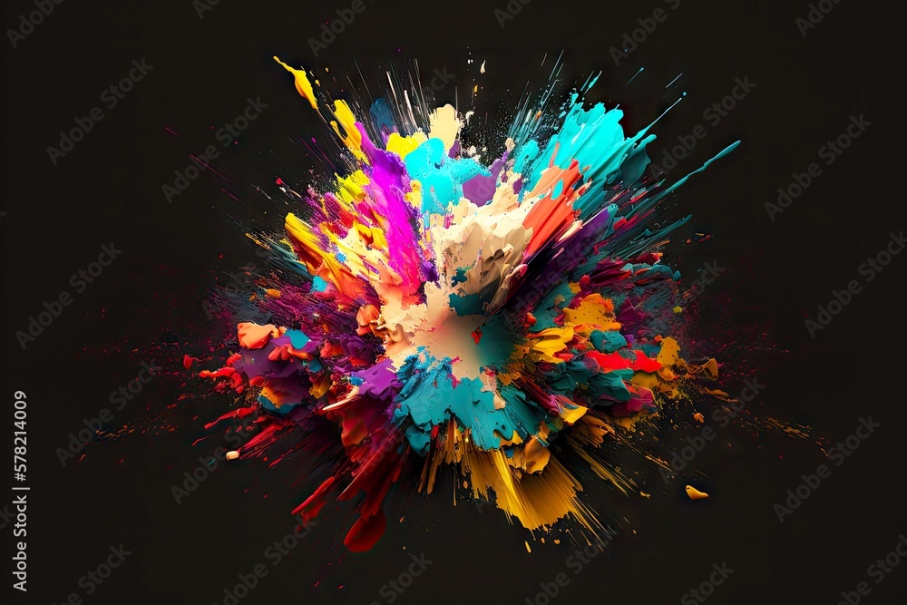 abstract digital background from splash of explosion of colorful paint generative ai, created ...