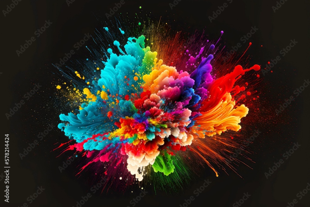 abstract background of rainbow splash with flowers from explosion of ...