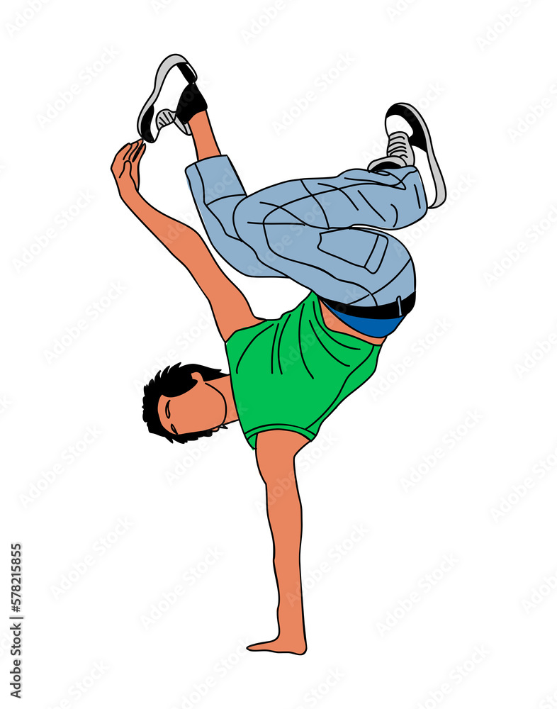 Boy dancer hip hop, breakdance modern illustration on transparent ...