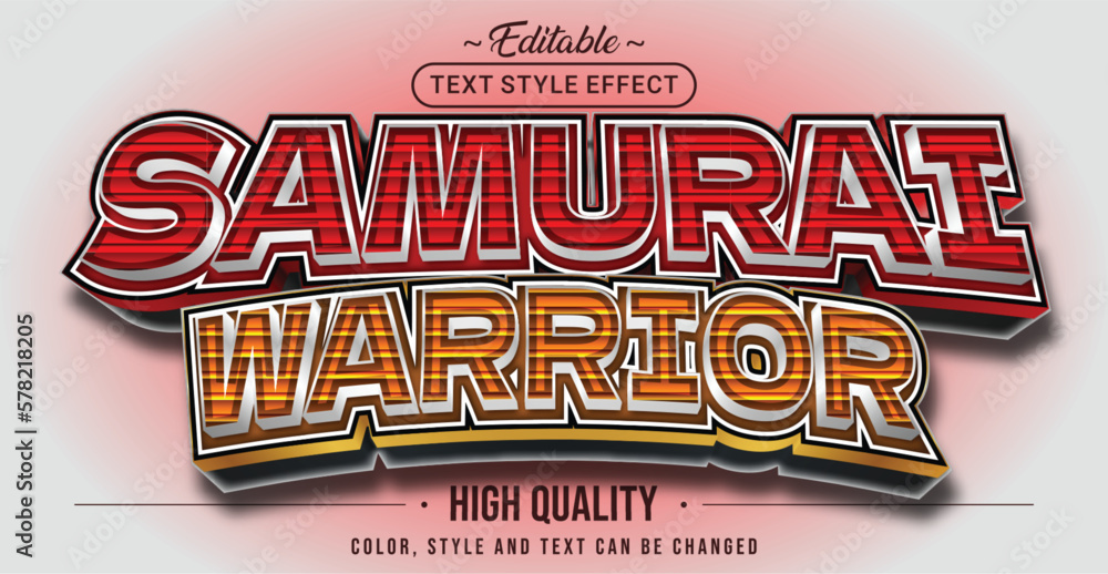 Editable text style effect - Samurai Warrior text style theme. Stock ...