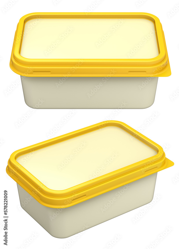Colored margarine box mockup with empty surface isolated on white ...