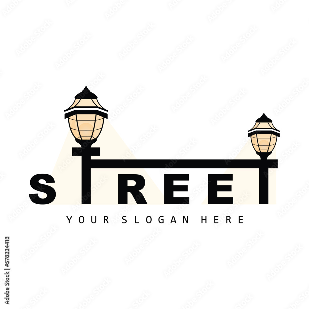 Street Light Logo, Lightning Lantern Vector, Template Icon Retro ...