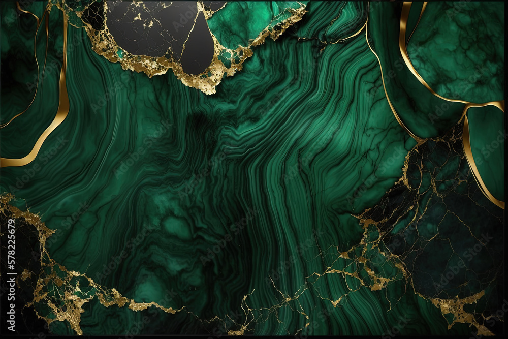 Emerald green and gold marble background. Invitation, card backdrop ...