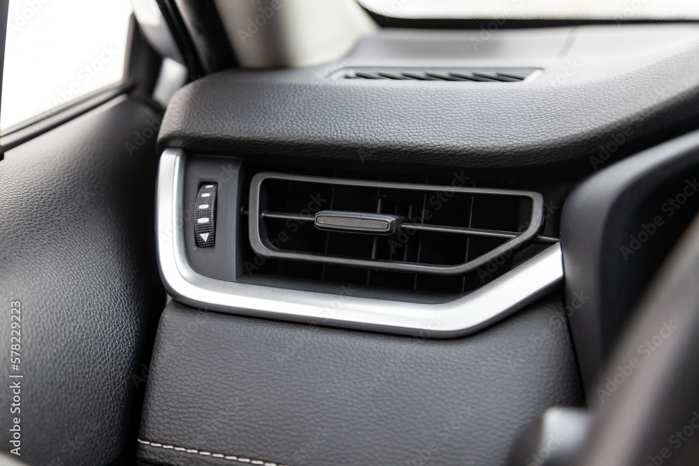 Car conditioner. The air flow inside the car. Detail interior. Air ...