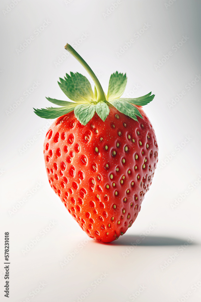 Fraise rouge sur fond blanc, façon studio photo culinaire, publicité de ...