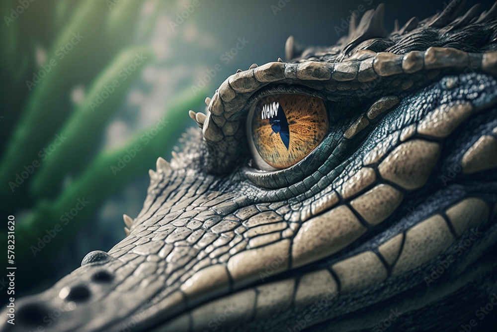 Alligator eye close up view, AI generated Stock Illustration | Adobe Stock