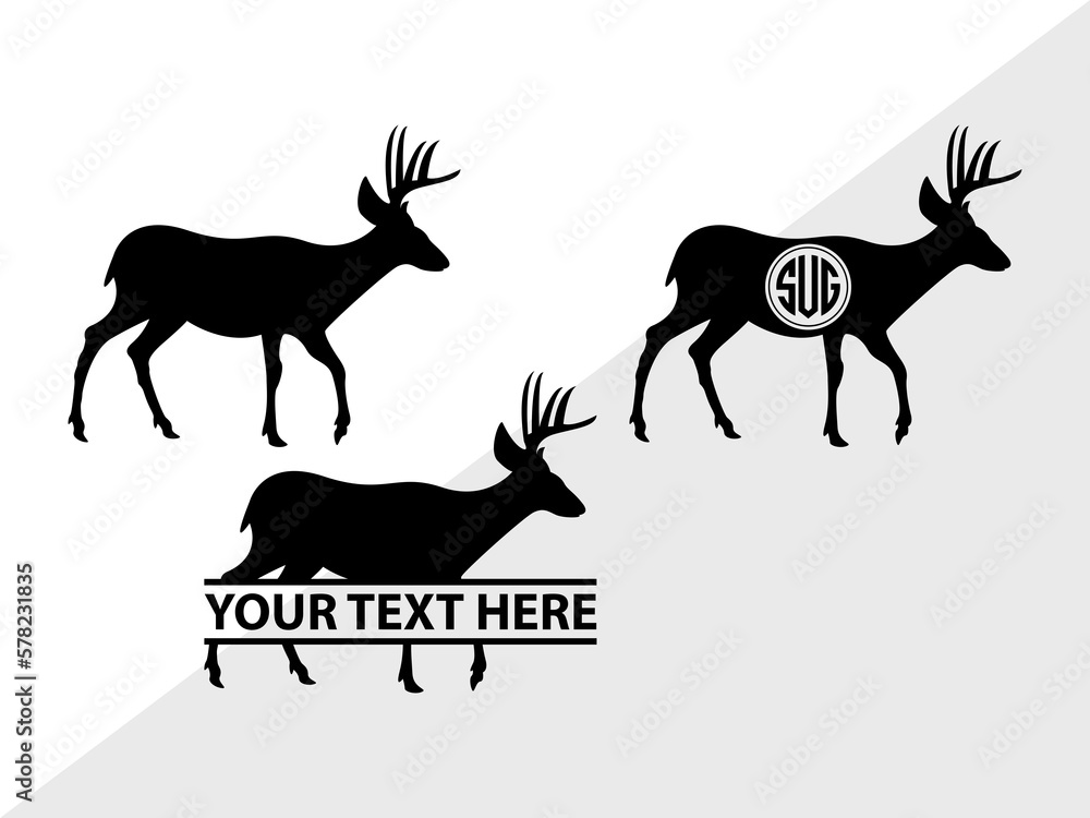 Deer Monogram, Deer Silhouette, Deer SVG, Gazelle Svg, Buck Svg ...