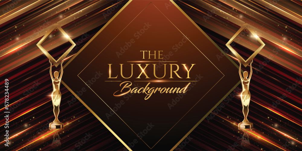 Black Golden Diamond shape Frame Lines Award Background. Trophy on ...