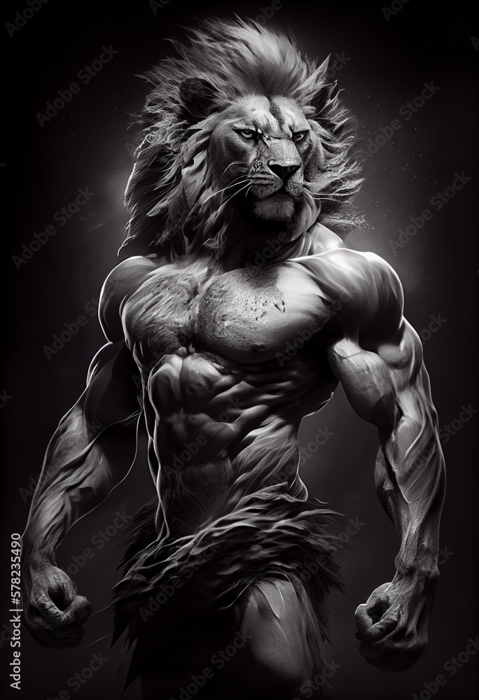 Roaring Fitness: Lion Bodybuilding for Motivation Stock Illustration ...