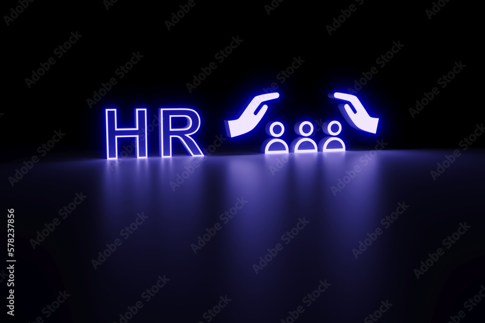 HR neon concept self illumination background 3D illustration Stock ...