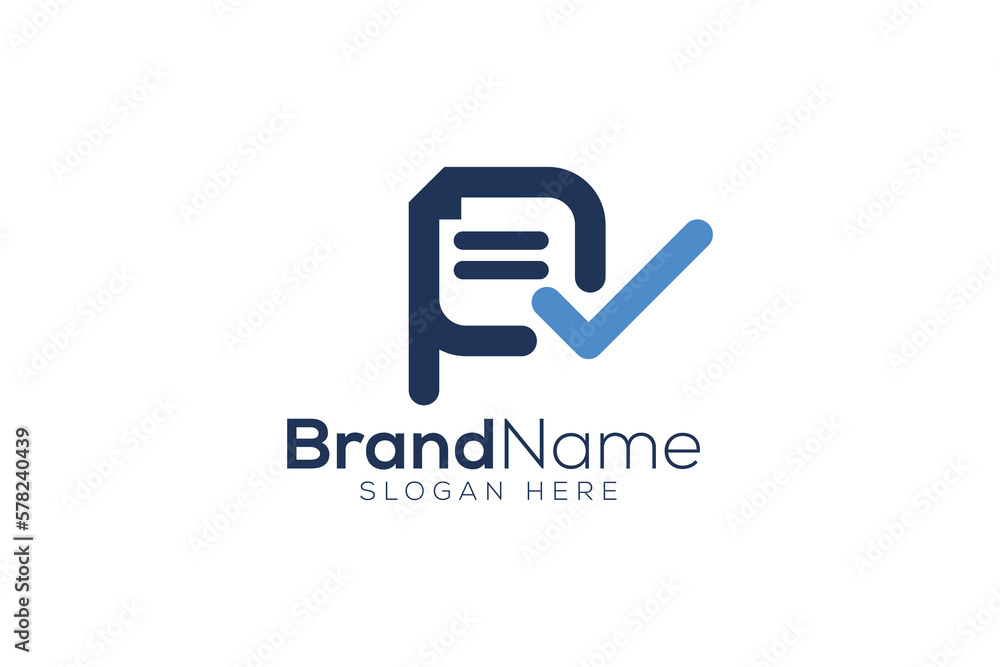 Letter P document checkmark icon logo design template Stock Vector ...