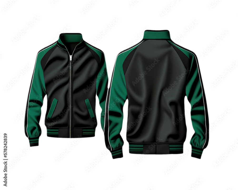 Cool jacket in black and lime green color with isolated transparent ...