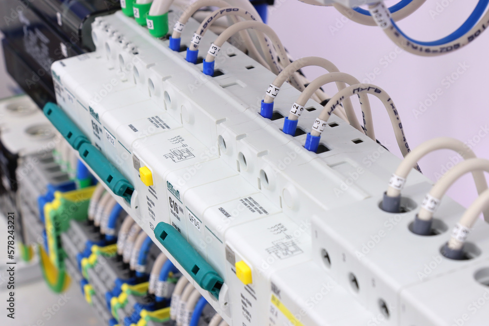 Electric current switches with connected insulated copper wires with ...