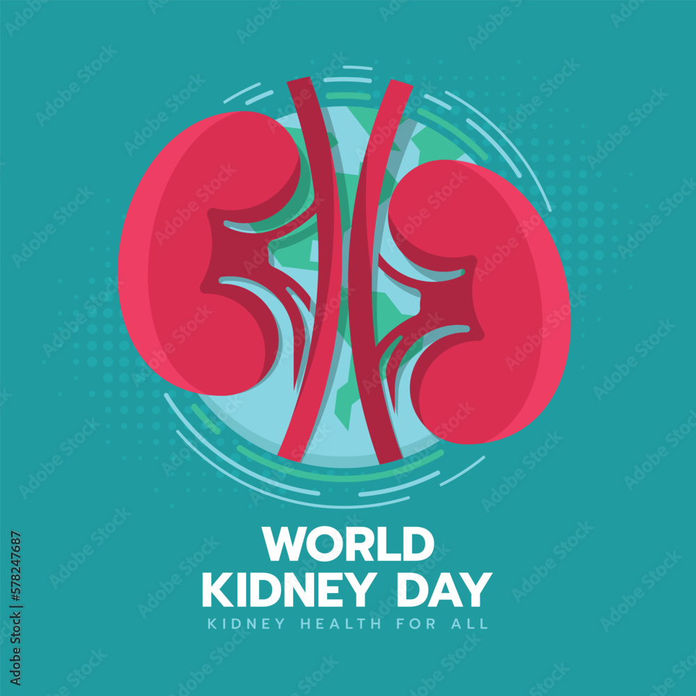 World kidney day - Two red pink kidney sign on circle globe world with ...