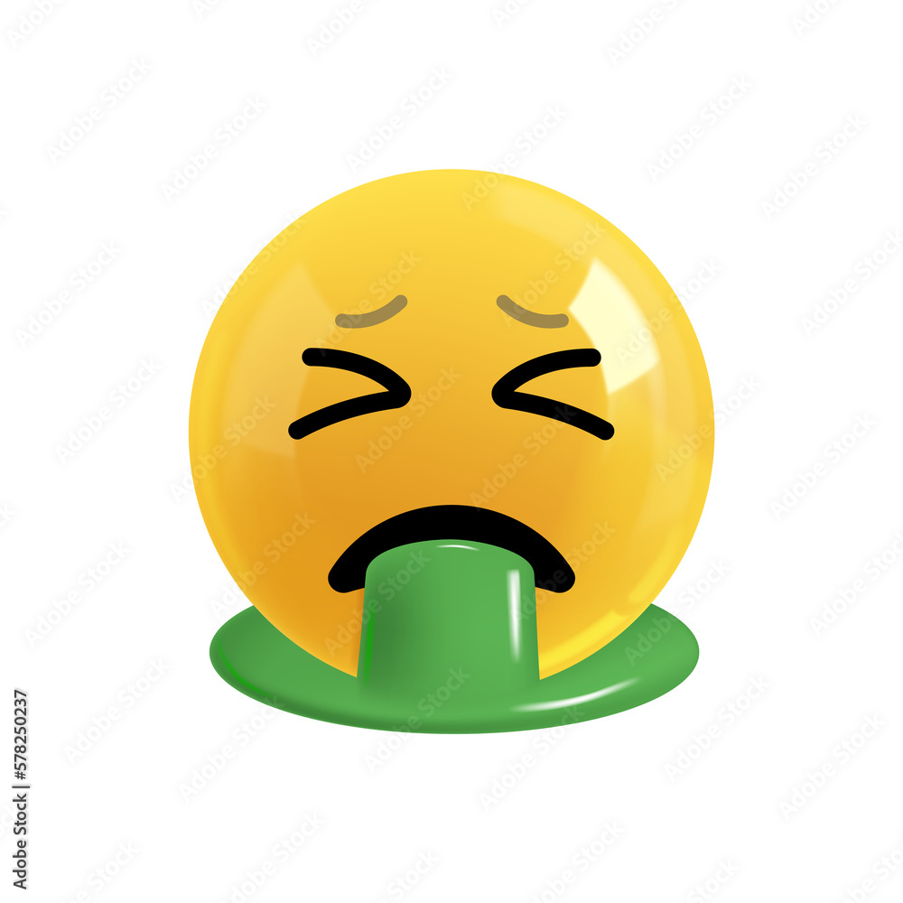 Emoji face vomit. Emotion Realistic 3d Render. Icon Smile Emoji. Png ...