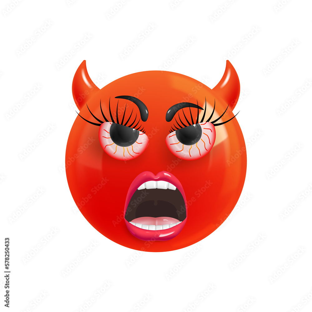 Emoji face screaming in rage. Emotion Realistic 3d Render. Icon Smile ...