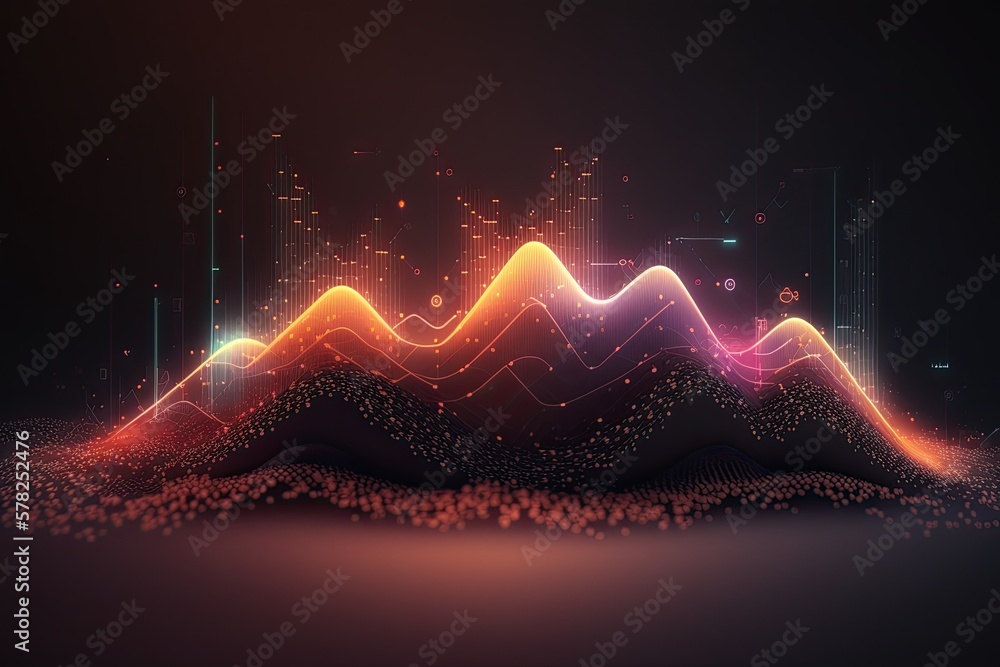 Futuristic Big Data Visualization Wave Connecting Neural Network And Moving On Earth Generative