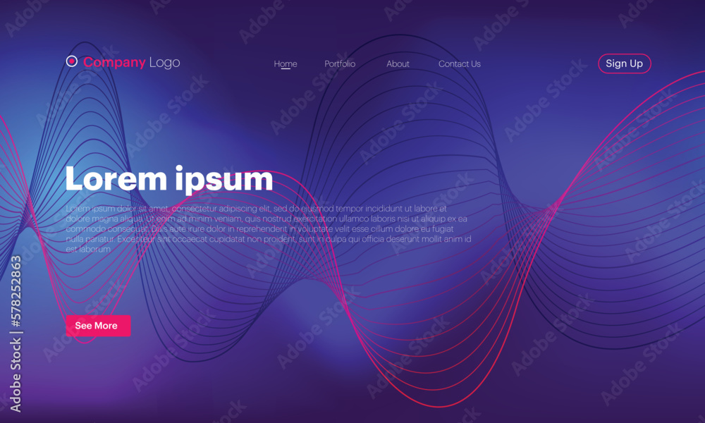 Abstract line art vector background website Landing Page. Template for ...