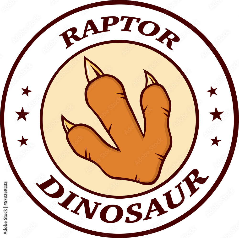 Red Dinosaur Paw Circle Logo Design With Text. Hand Drawn Illustration ...