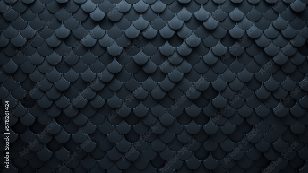 Fish Scale, 3D Mosaic Tiles arranged in the shape of a wall. Semigloss ...