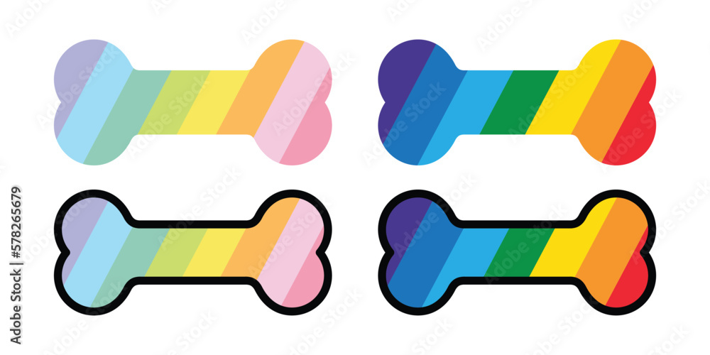 dog bone icon vector logo rainbow lgbtq pride month cmyk rgb symbol ...