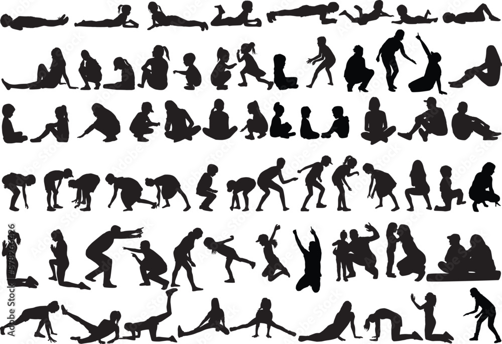 People silhouettes in different body positions. Stock Vector | Adobe Stock