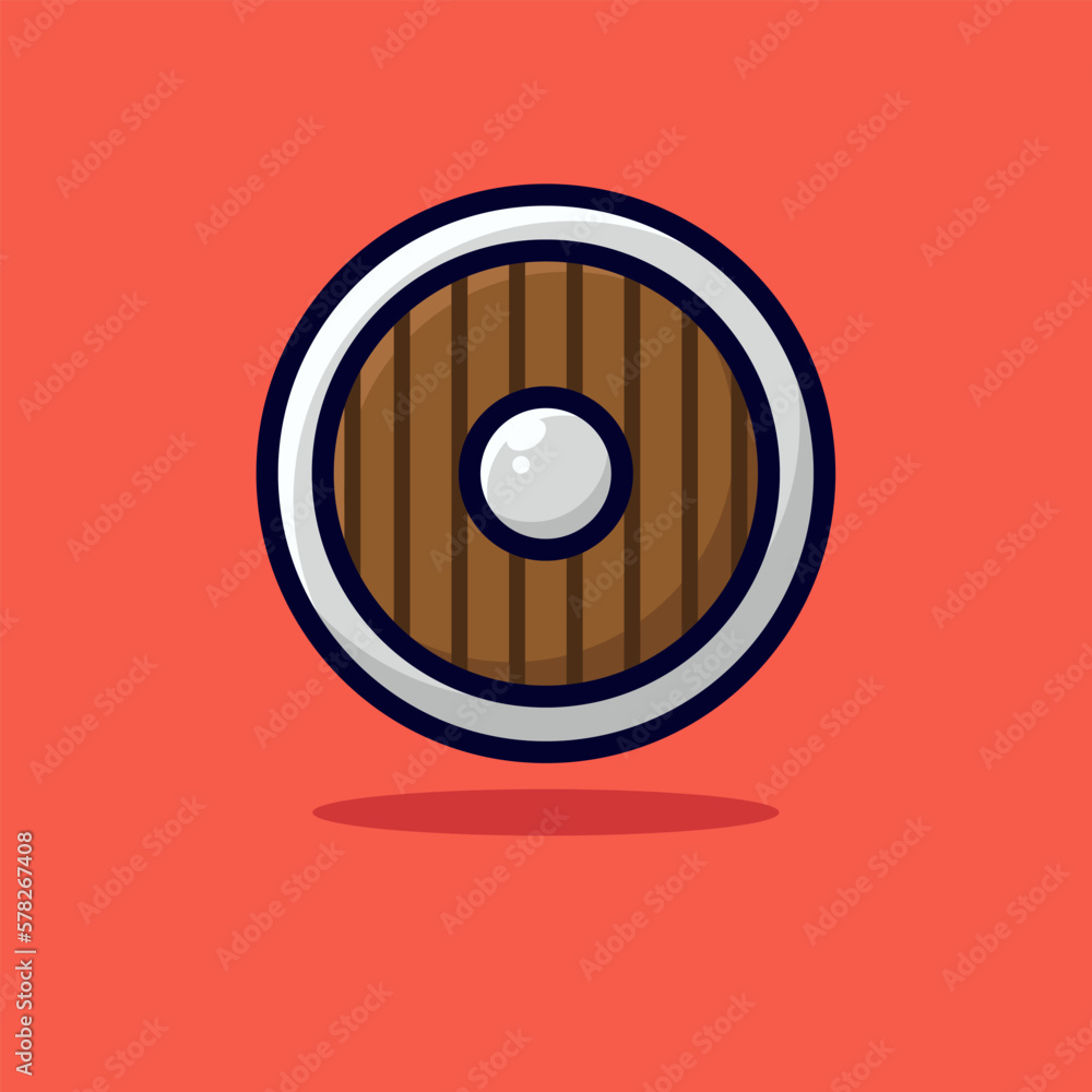 Wooden Shield Flat Cartoon Icon. Warrior Shield Logo Concept Isolated ...