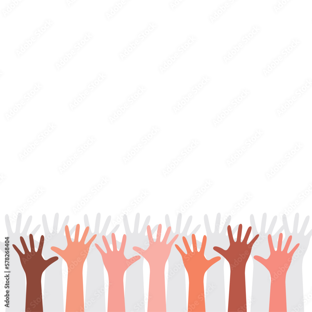 Colorful hand icons as petals of flower: happy community concept. This ...