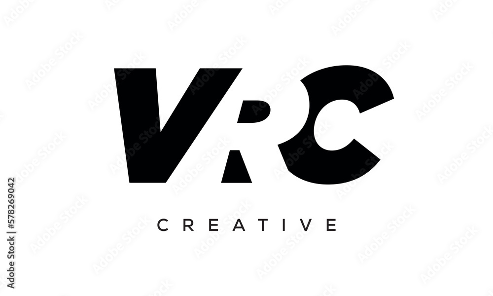 Vetor de VRC letters negative space logo design. creative typography ...