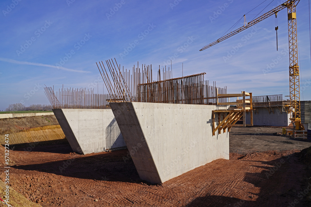 Bridge construction site for the construction of a bridge for the ...