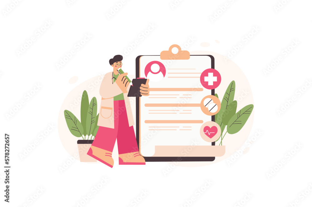 Online doctor appointment concept with people scene in the flat cartoon ...