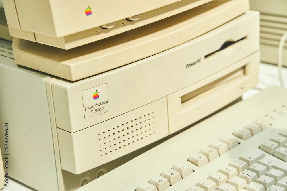 MOSCOW, Russia - May 7, 2022: Museum of Old Apple Computers. The first ...